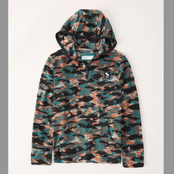 Abercrombie & Fitch | Shirts & Tops | Nwt Abercrombie Kids Cozy Camo Quarterzip Icon Hoodie ...